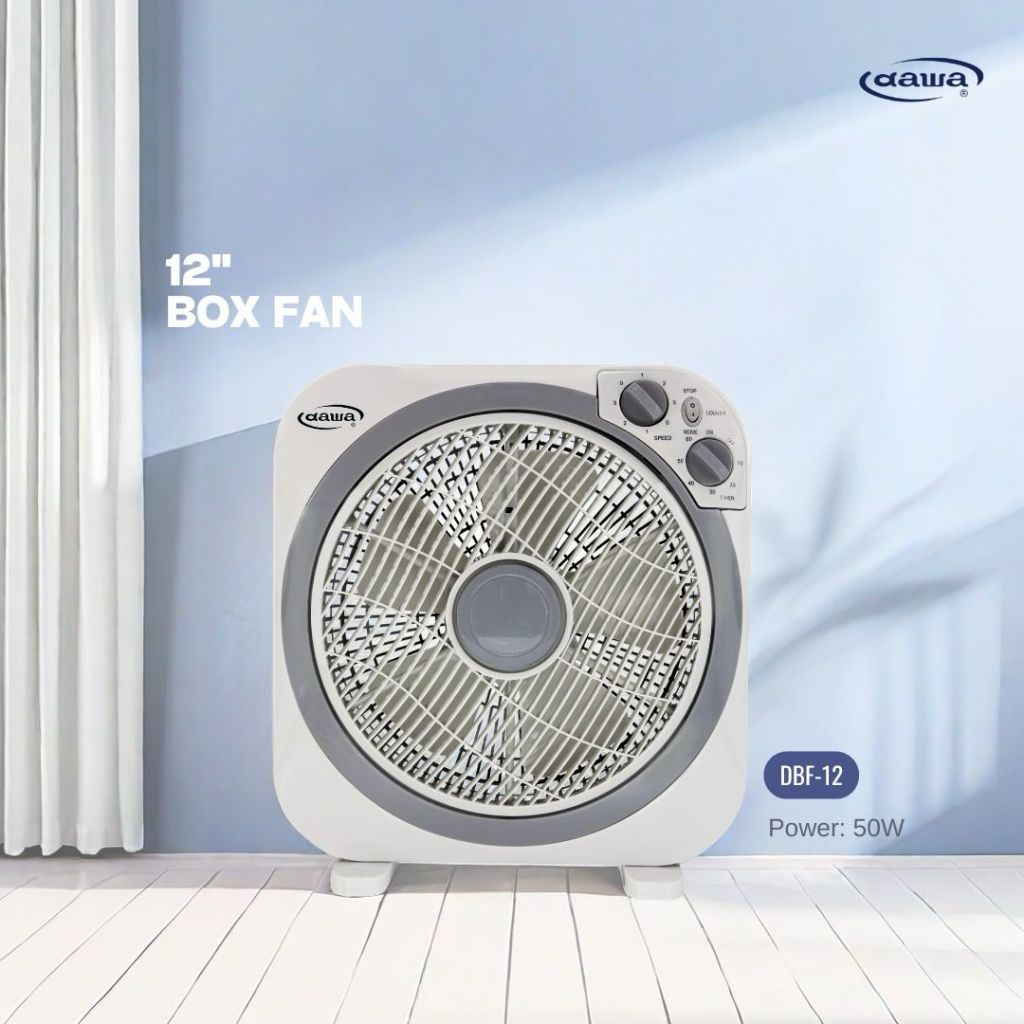 DAWA 12" Box Fan Table Fan DBF-12 50Watt Motor 3 Speed With Timer Kipas ...