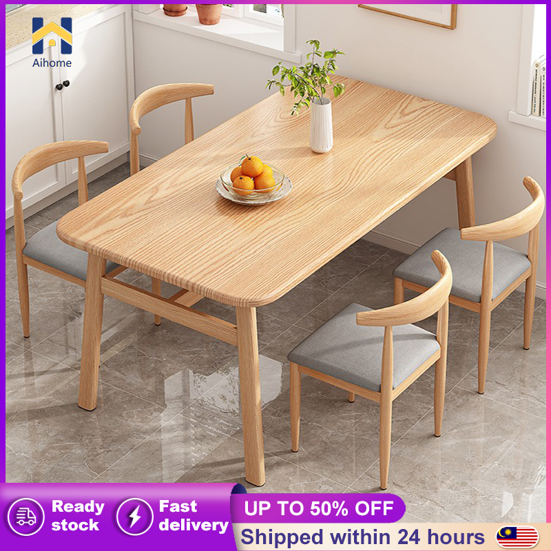 140CM Dining Table Kitchen Home Dinner Table Nordic Long Solid Wood ...