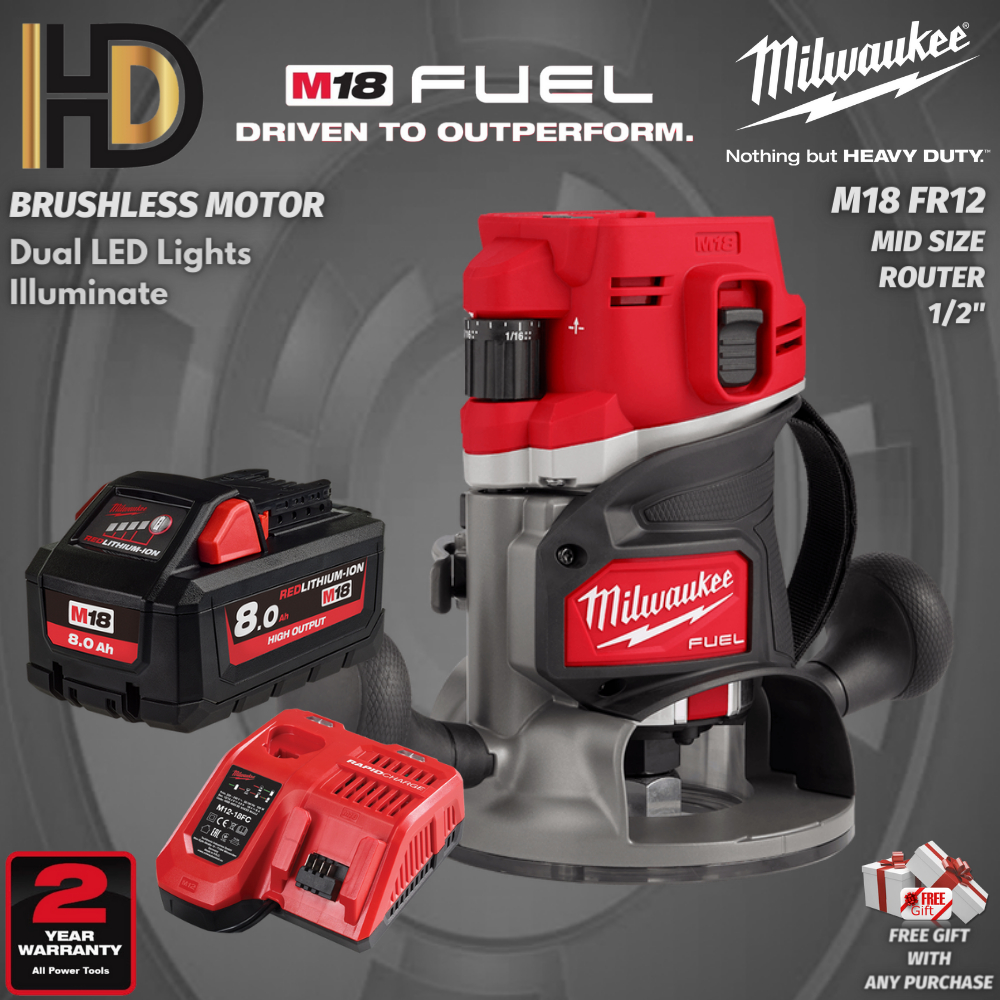 Milwaukee M18 FR12 Fuel Mid Size 1/2" Router / Milwaukee Plunge Router ...