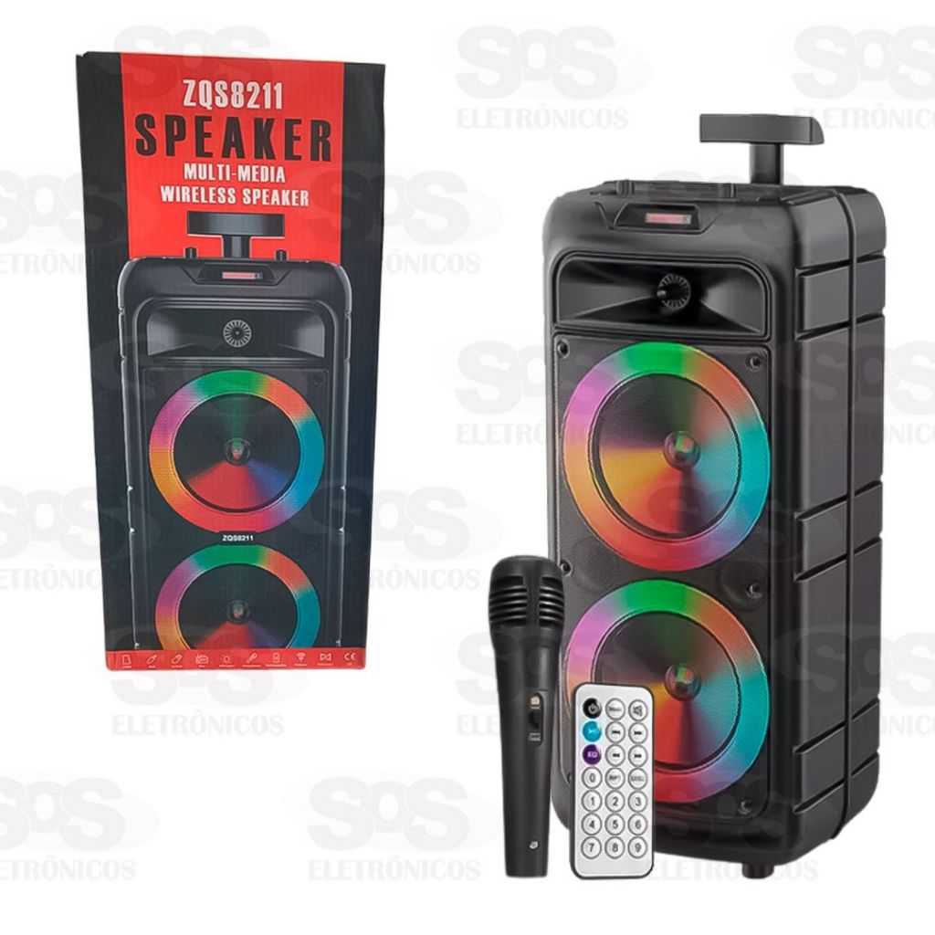 RGB Portable Bluetooth BT Trolley Tower Speaker (ZQS-8211) With Wired ...