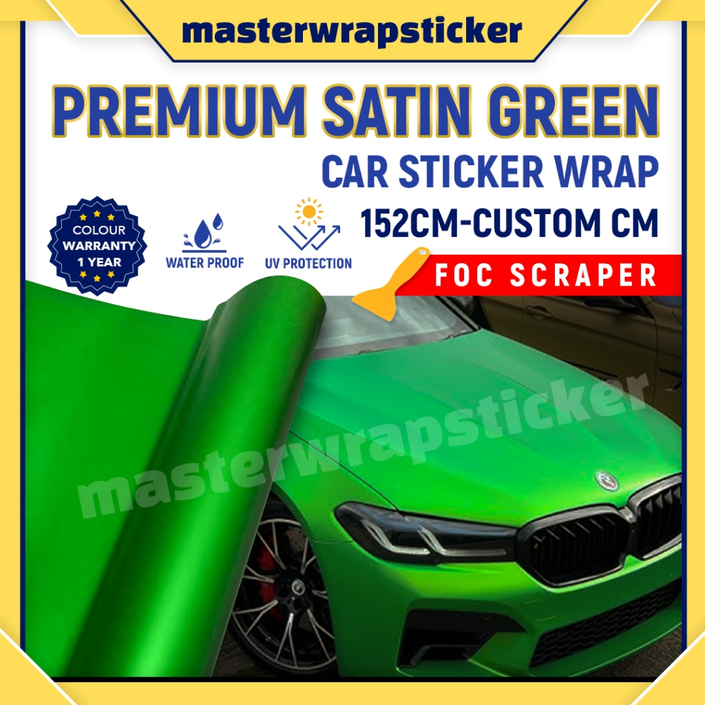 NEW SATIN MATTE GREEN CAR STICKER(152CM-90CM)stiker kereta hijau vinyl ...