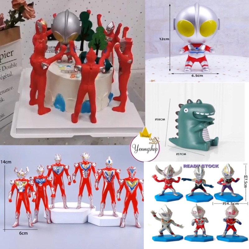 Ultraman cake decorations toy 6 in set Dino Dinosaur cake topper ...
