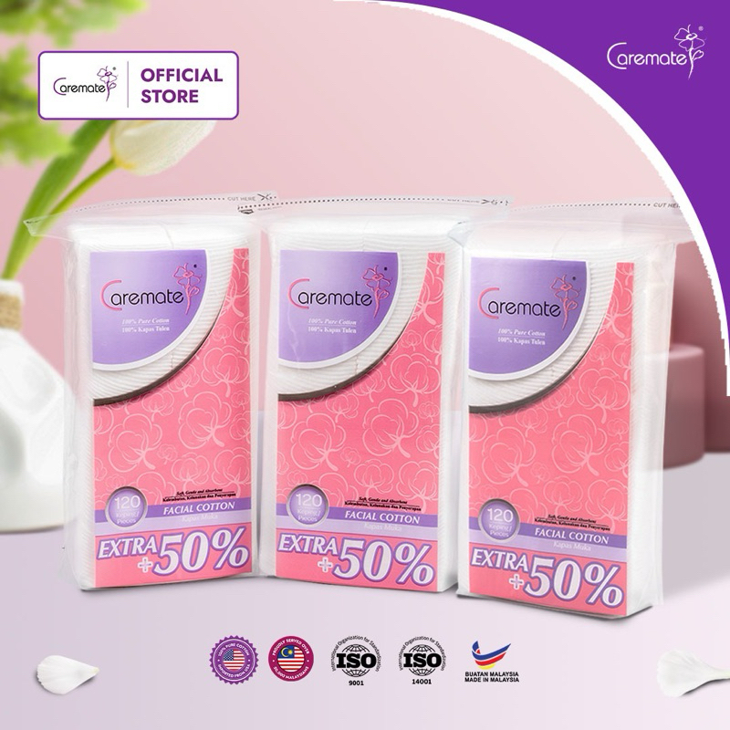 Caremate Facial Cotton Pad Value Pack 120's + 50% Per Packet | (PEK ...