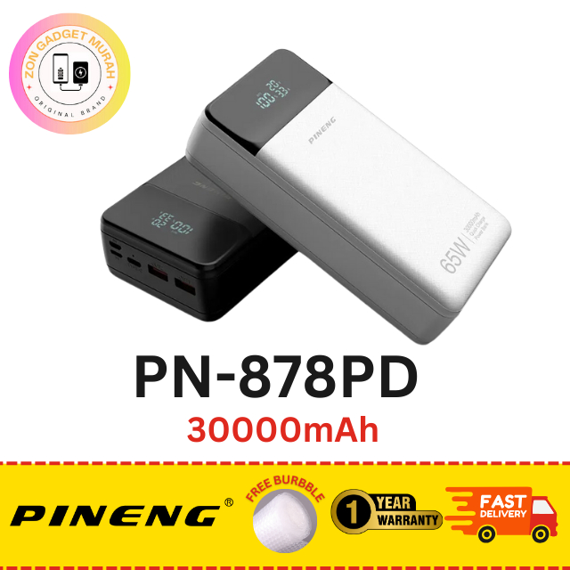 Pineng PN 878 PD (30000mAh) Quick Charge Powerbank 65W,Suitable for Laptop,3 Input 3 Output ...