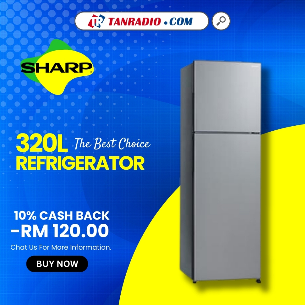 Sharp Fridge Refrigerator 2 Door (320L) SJ325MSS | Shopee Malaysia