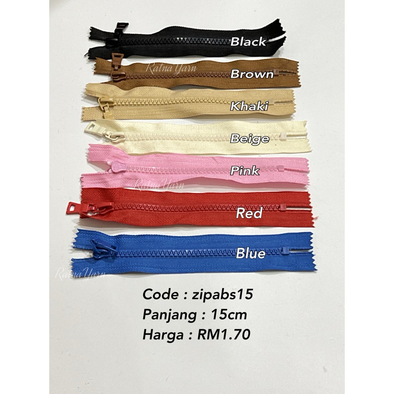 (ready stock ) zip 15cm / 6 inches / Zip bag / Zip gigi abs / rasin ...