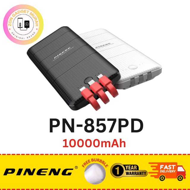 [ORIGINAL] PINENG PN 857 Powerbank-10000mAh,3 Built-In Cable (Micro ...