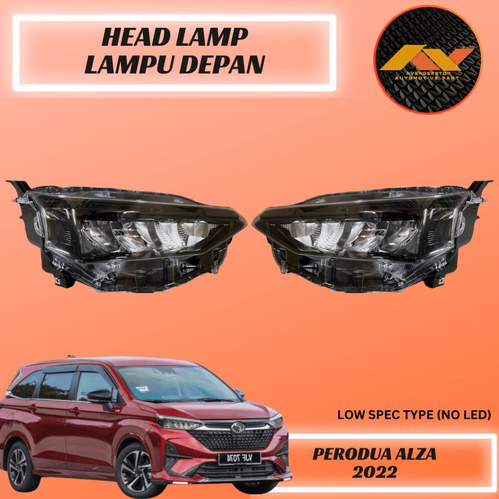 Original Perodua New Alza 2022 Head Lamp Lampu Depan Low & High Spec ...