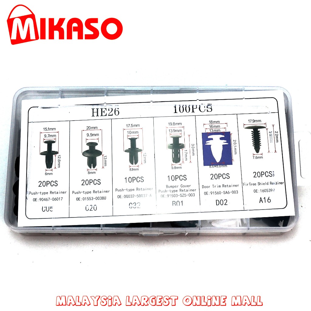 100 pcs MIKASO Car Clip Car Fastener Car Bumper Clips Door Panel Trim ...