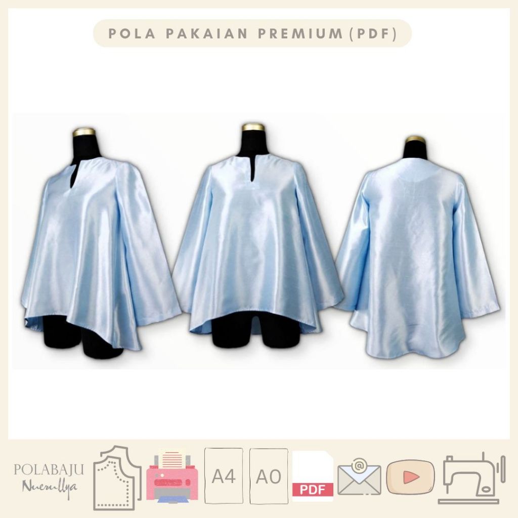 PRINTABLE SEWING PATTERN (PDF) : JOM JAHIT BAJU KURUNG MELUR (Anda ...