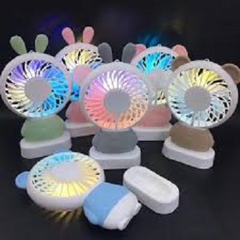 USB LED Colorful Rechargeable Rabbit Design Mini Handheld Stand Fan ...