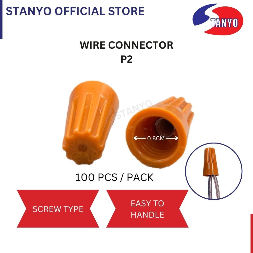 WIRE CONNECTOR SCREW TYPE P2 / P3 TWISTED ON FOR ELECTRICAL WIRE ...