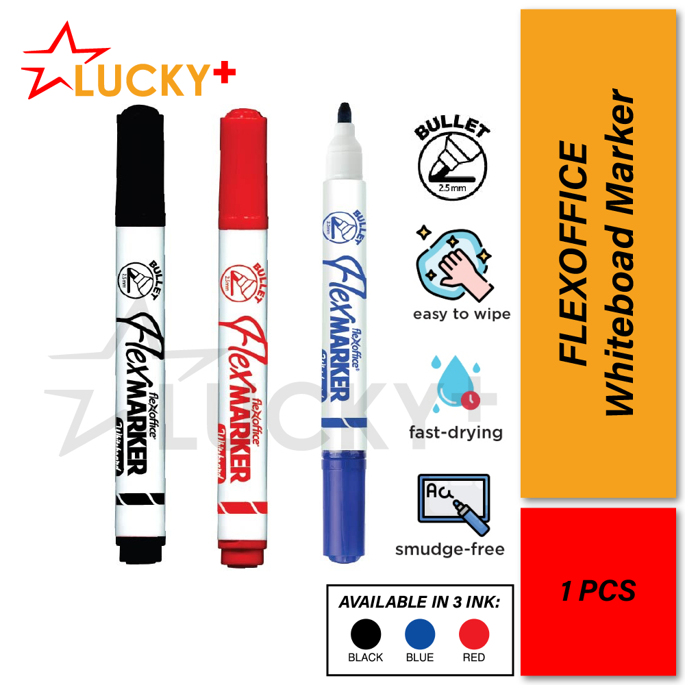 FlexOffice FlexMarker WhiteBoard Marker Pen Bullet Nib(1pcs)(Black,Blue ...