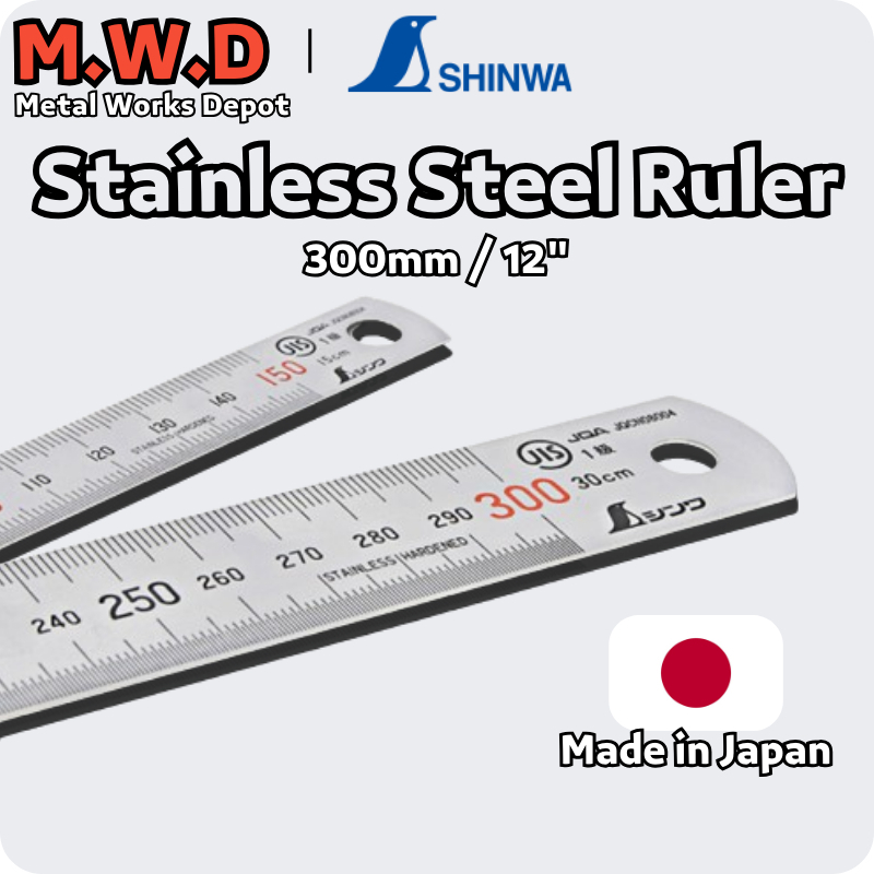[100% ORIGINAL] SHINWA Stainless Steel Ruler (12"/30CM/300MM) MADE IN JAPAN | Shopee Malaysia
