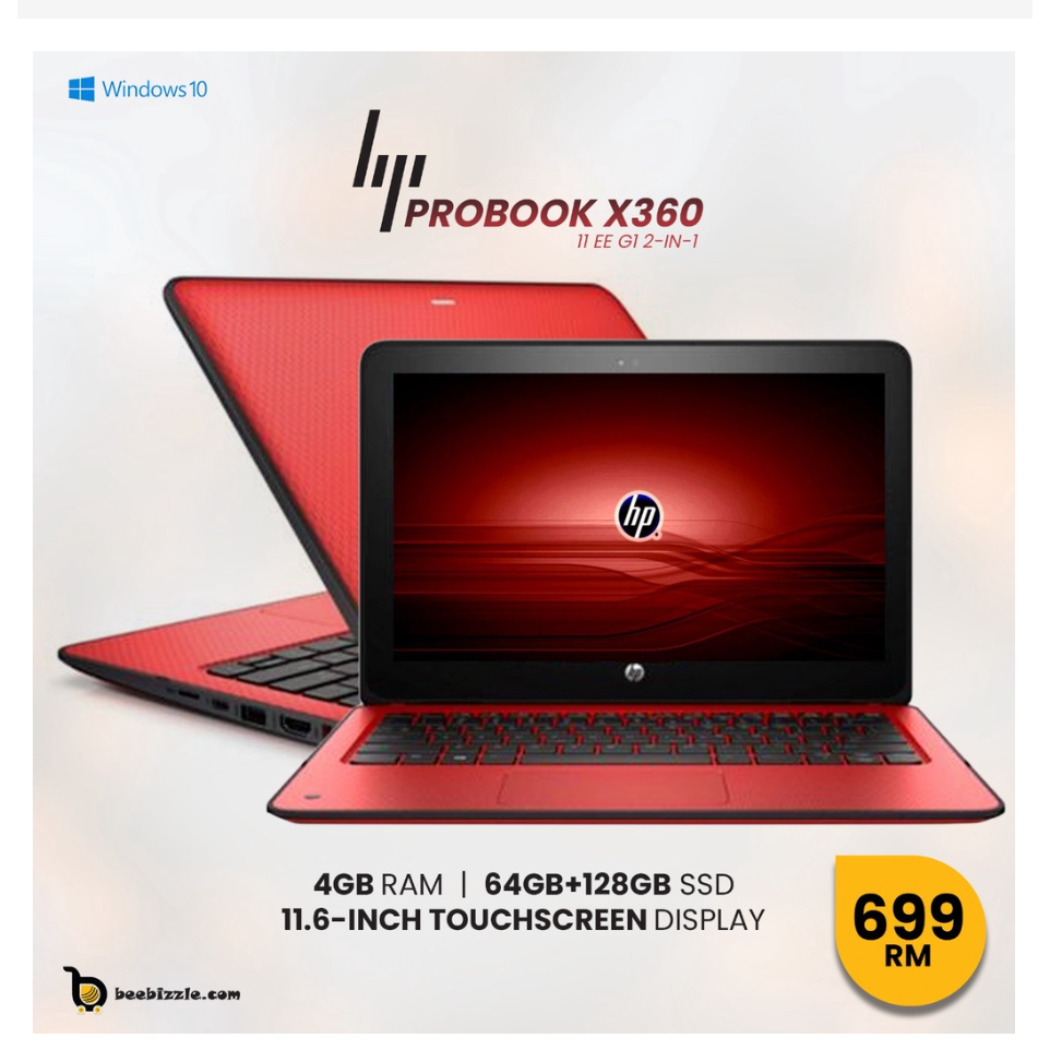 HP x360 310 G2 INTEL (R) PENTIUM N3700 : HP x360 310 G2 + Ori Charger 4GB RAM/128GB NVME SSD ...