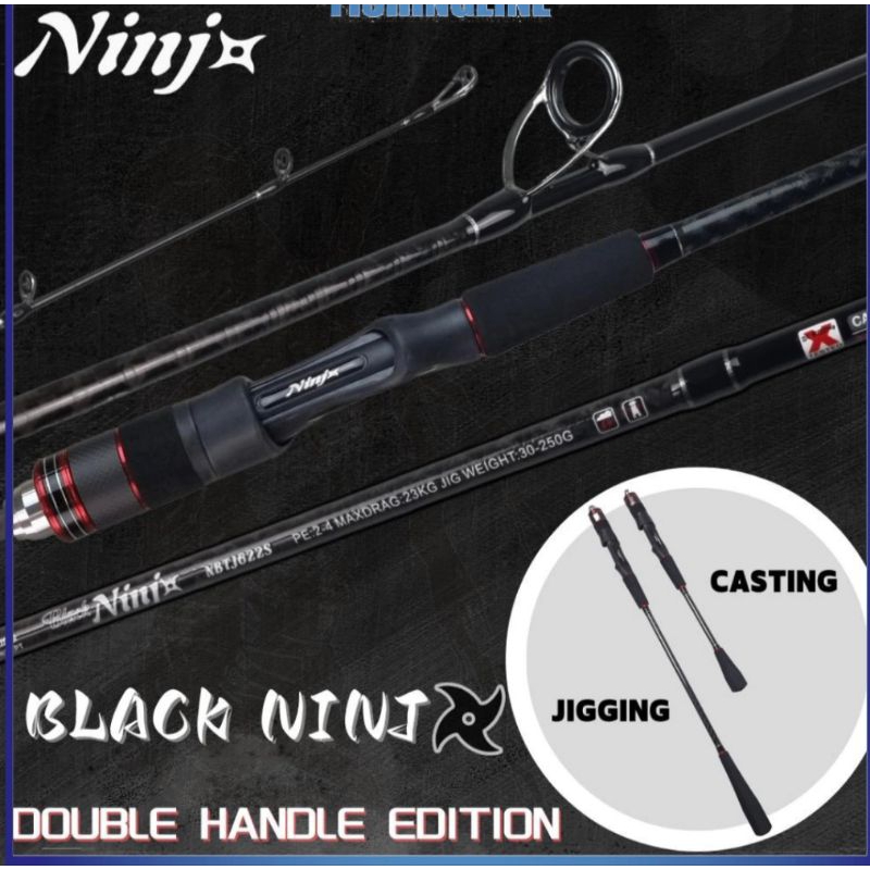 BLACK NINJA DOUBLE HANDLE ROD NBTJ622 FOR JIGGING & CASTING. | Shopee ...