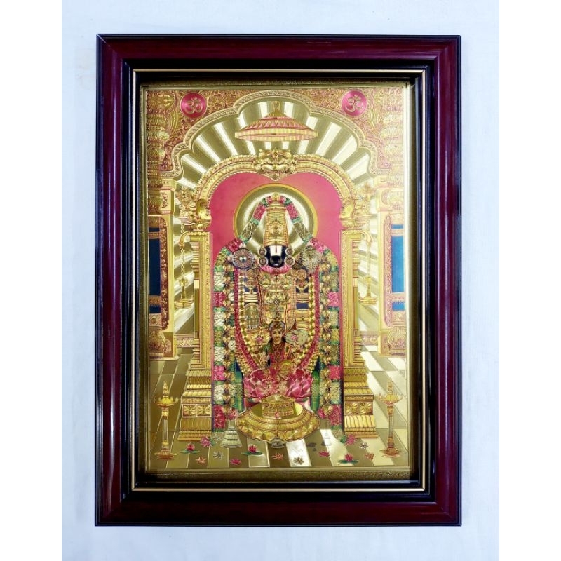Balaji Photo Frame A4 Size Gold Foil Venkatesha Laxmi Picture | Shopee ...