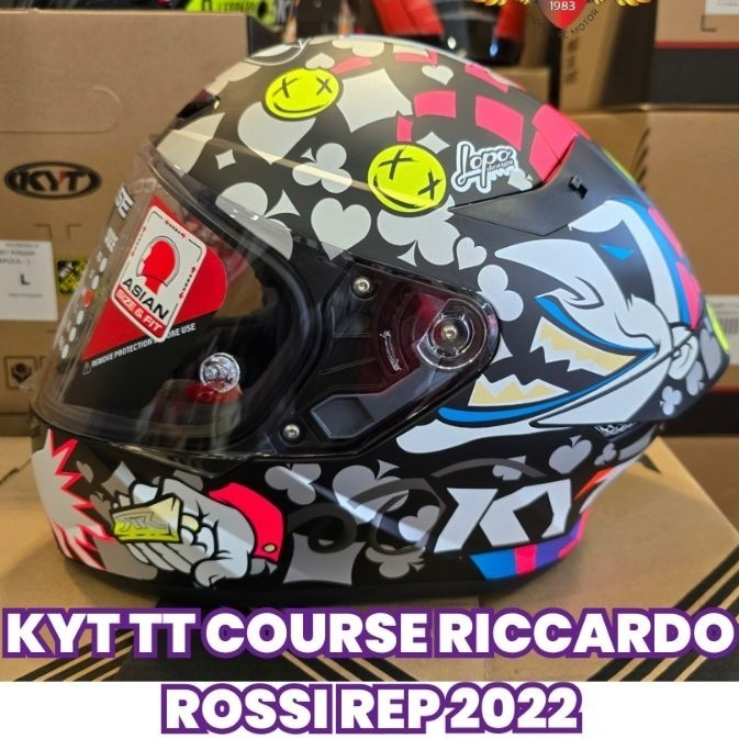 KYT TT COURSE RICCARDO ROSSI 46 2022 REP MATT FULL FACE HELMET CLOWN ...