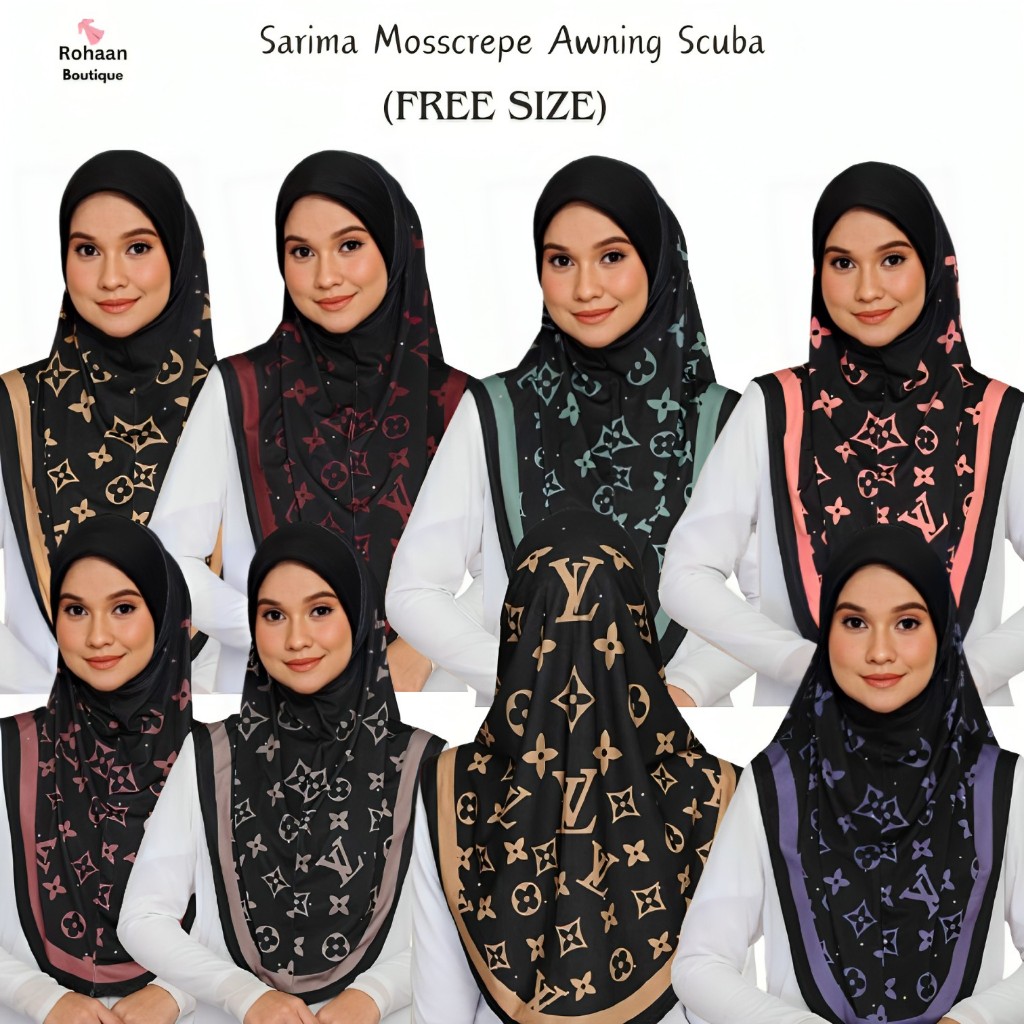 Sarima Tudung Mosscrepe Awning Scuba / Tudung Sarung Mosscrepe/ Free ...