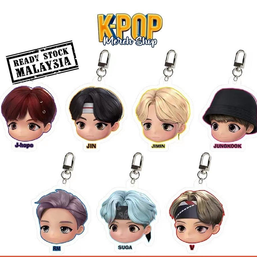 BTS BT21 Kpop Merch Acrylic Keychain Ring Keychains Photocard Gift Box ...