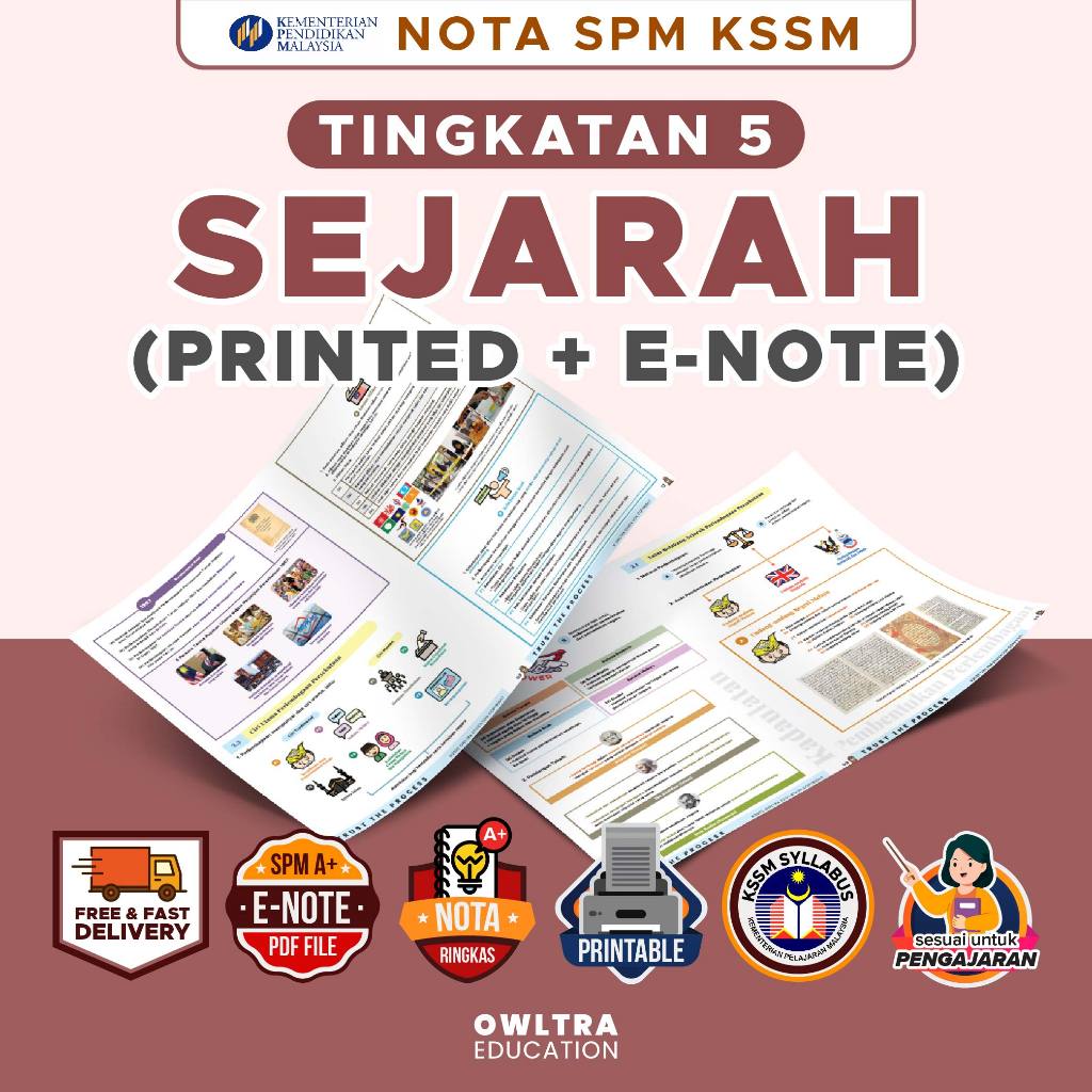 Sejarah SPM Nota Tingkatan 5 (KSSM) Buku Rujukan A+ (Printed + E-note ...