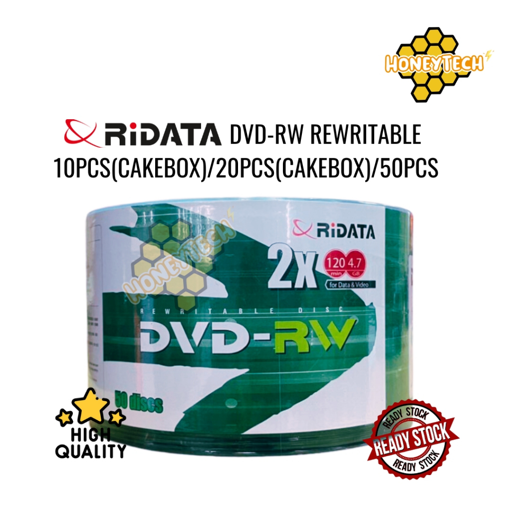 [ ORIGINAL ] RIDATA DVD-RW REWRITABLE DVDRW DVD 4.7GB/120MIN/2X 50PCS ...