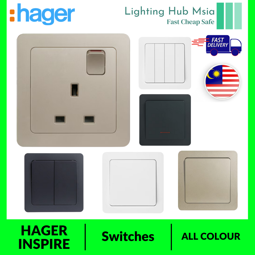 HAGER INSPIRE 1/2/3/4 GANG 1/2 WAY 13A/15A BELL SWITCH SOCKET 20A ...