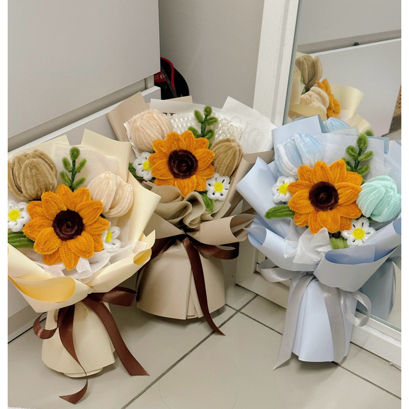 Sunflower Twist Stick Bouquet Chenille Stems Dawai Bulu graduation ...