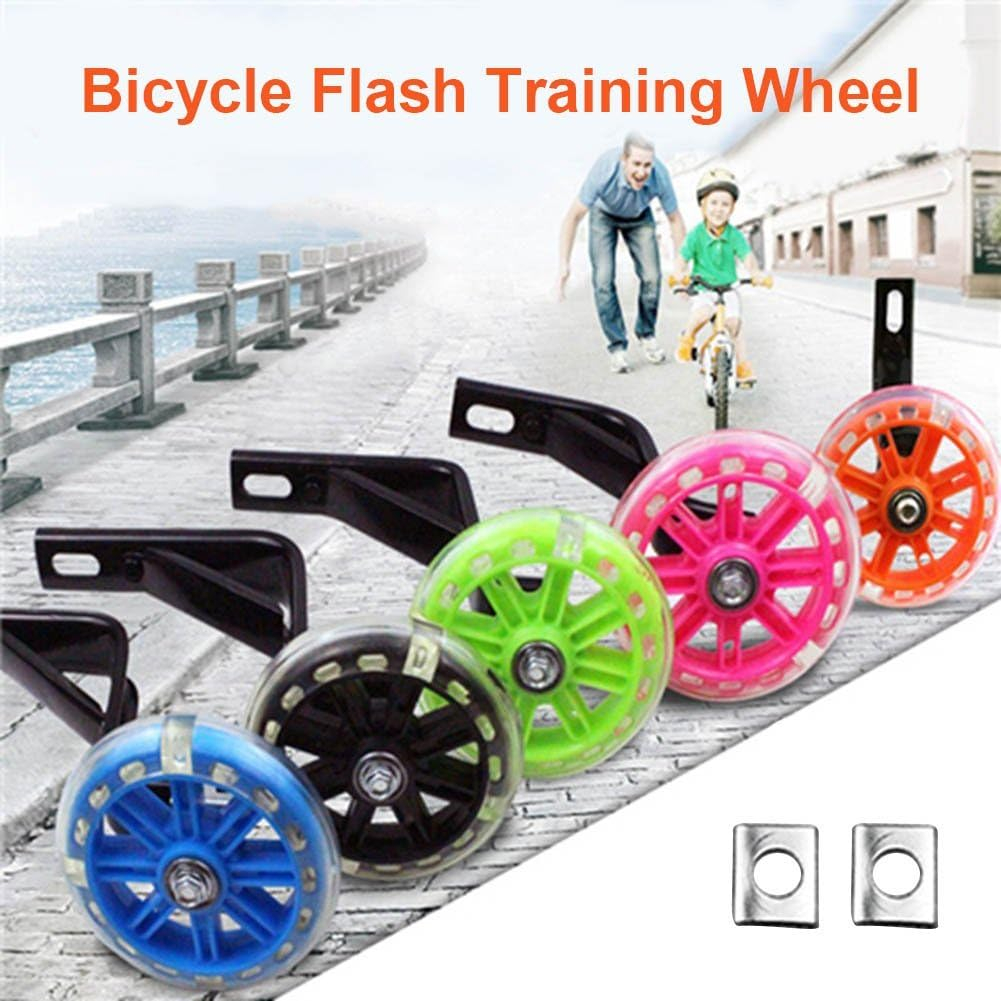 Universal Kids Bicycle Training Wheels Flash Stabilisers Safe Cycling ...