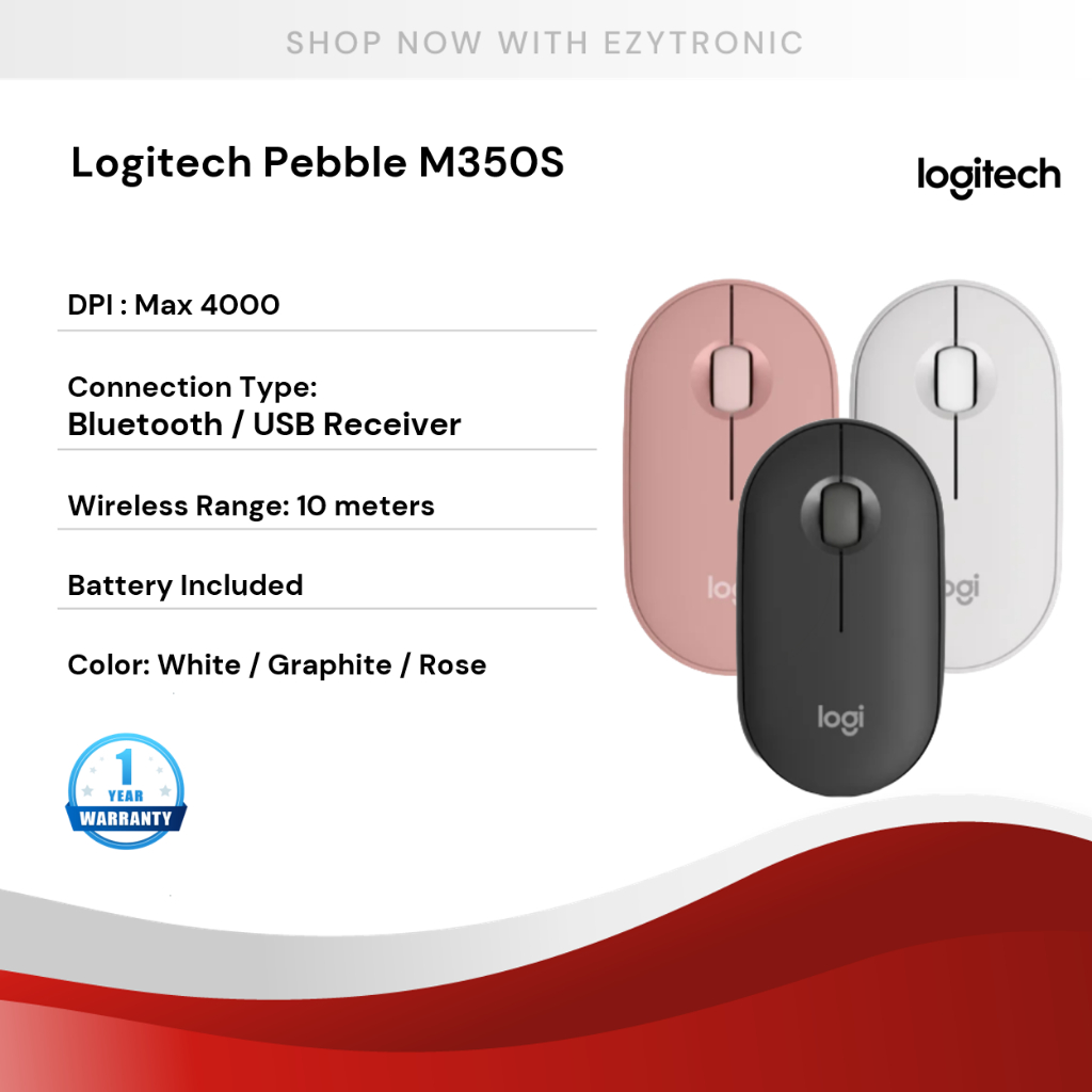 Logitech Pebble 2 M350S Wireless Mouse - 4000dpi | Bluetooth / USB ...