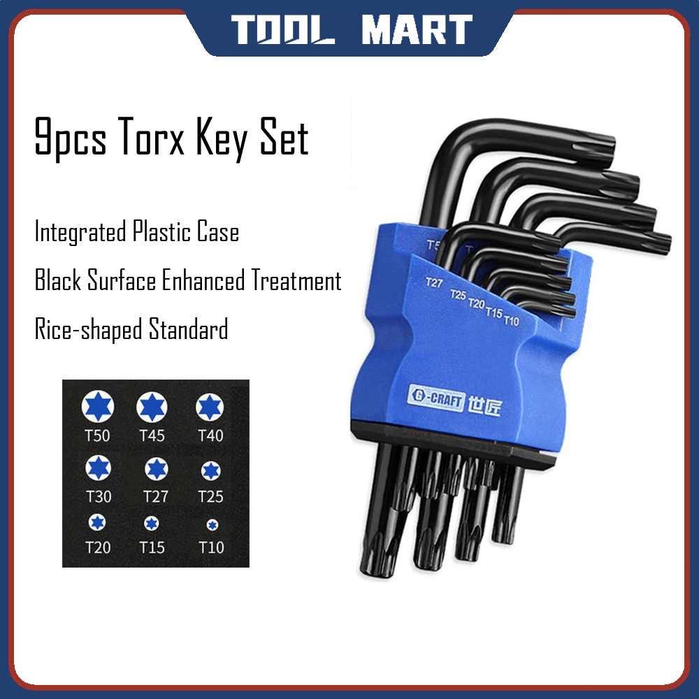 【9PCS】 G-Craft Torx Key Set T10-T50 Ball Point Allen Key Set Metric ...