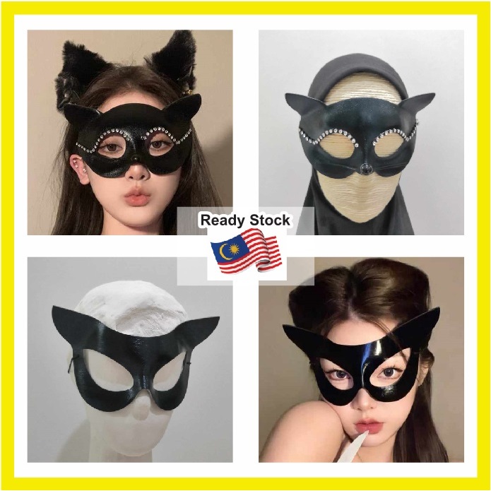 ⚡READY STOCK⚡ Catwoman mask Black Elegant Cat Mask Cat Women Cosplay ...
