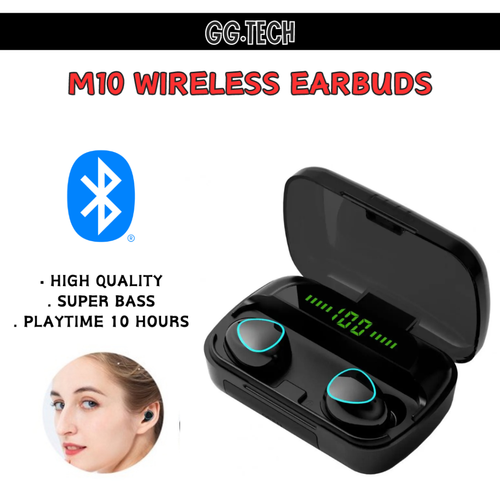 TWS M10 Bluetooth Earphones 5.0 Sound Wireless Earbuds Touch IPX7 ...