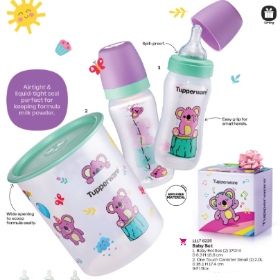 Tupperware Baby Set / Baby Bottles 270ml / One Touch Canister Small 2L ...