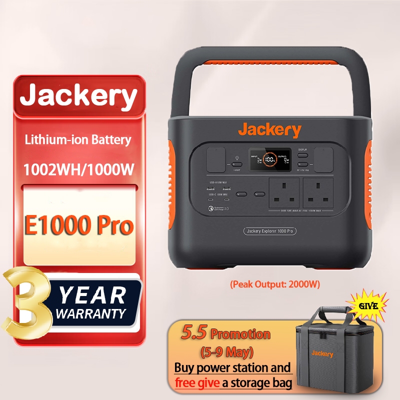 Jackery Explorer 1000 Pro Portable Power Station 1002Wh/1000W Peak 2000W Pure sine wave Lithium ...