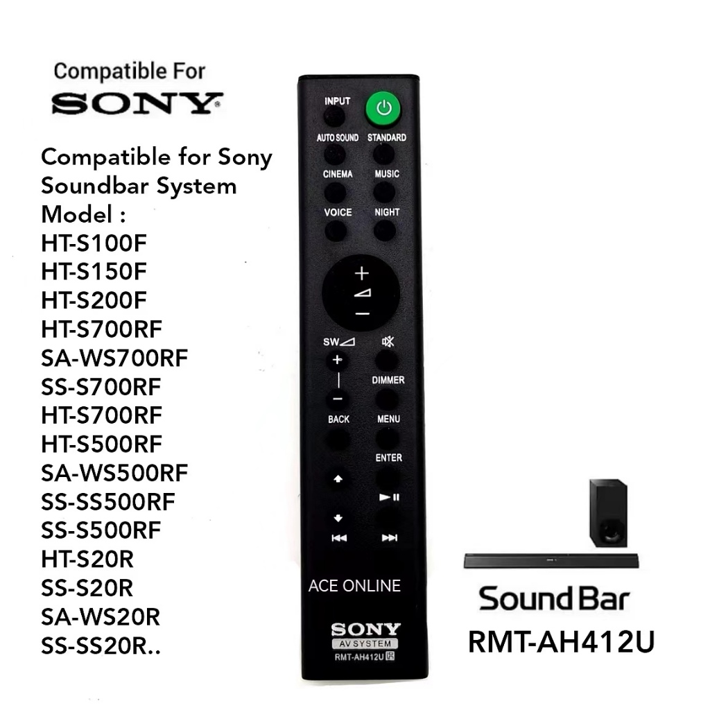 Sony Soundbar Remote Control RMT-AH412U Compatible With HT-S100F HT-S150F HT-S200F HT-S700RF SA ...