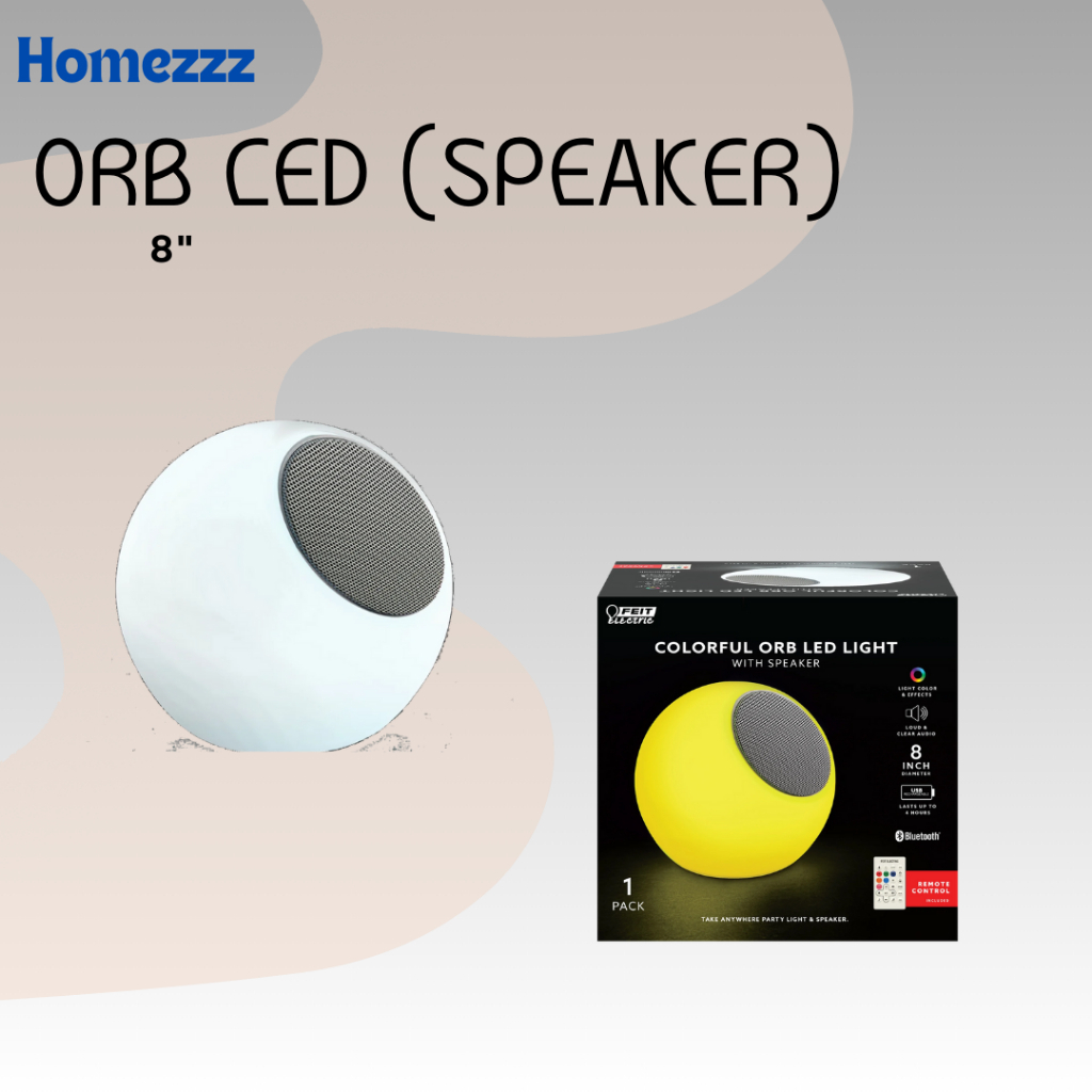 COLORFUL ORB LED LIGHT WITH SPEAKER & BLUETOOTH (8"/USB/LIGHTS COLOR ...