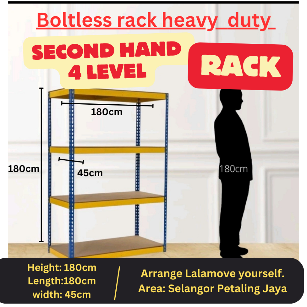 Used HEAVY DUTY BOLTLESS RACK Shelf Rack Storage Rack Rak Dapur Rak ...
