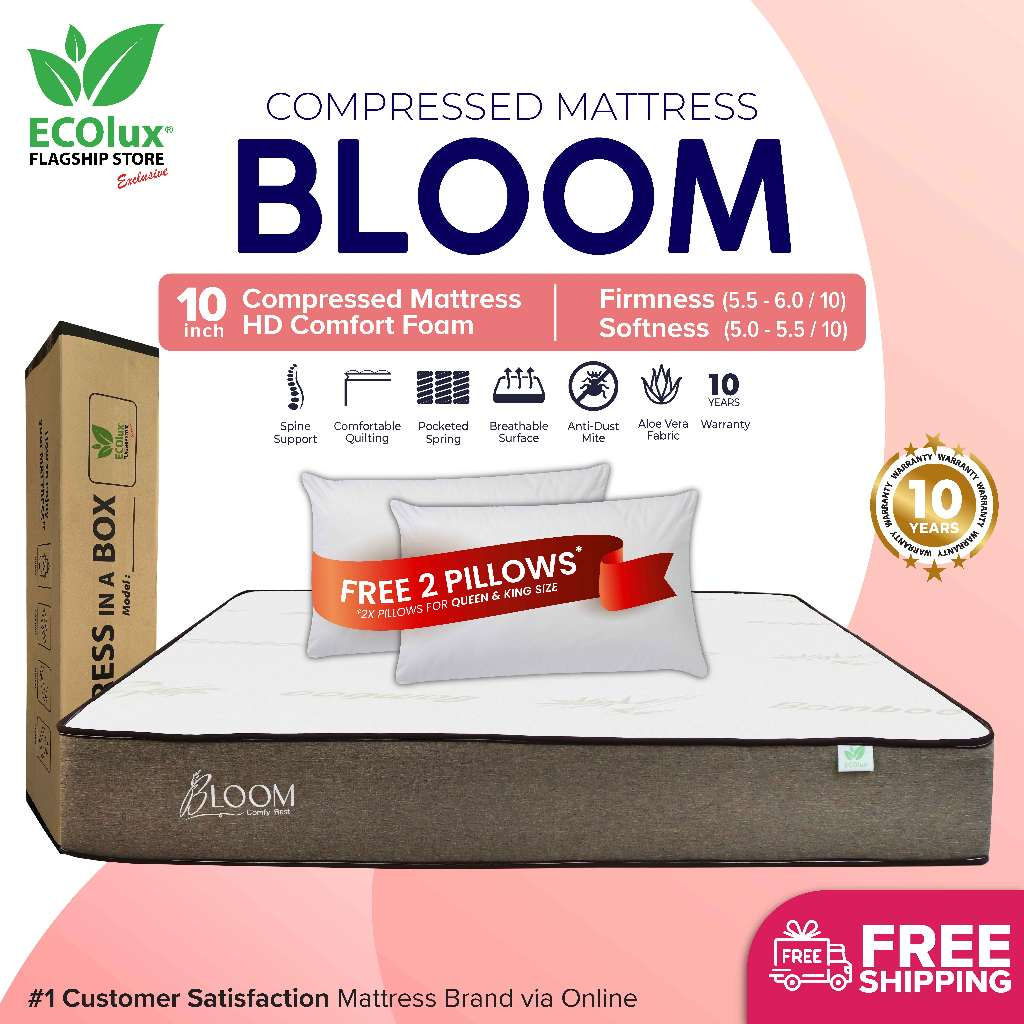 Ecolux Bloom Bamboo Fabric Compressed Latex Foam Mattress (10 ...