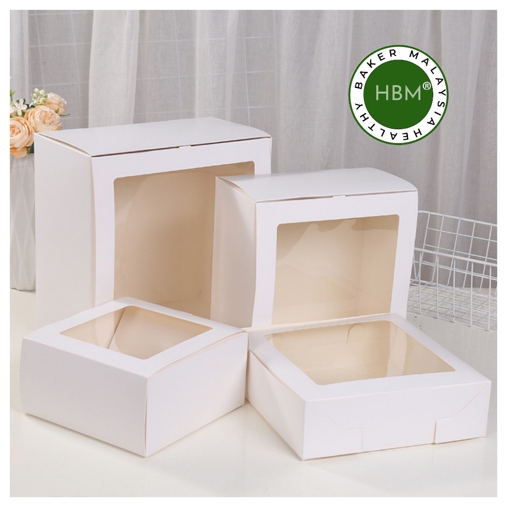 CAKE BOX 1PCS / WHITE ARTCUT WINDOW BOX / TALAM BOX / FOLDING BOX WITH ...