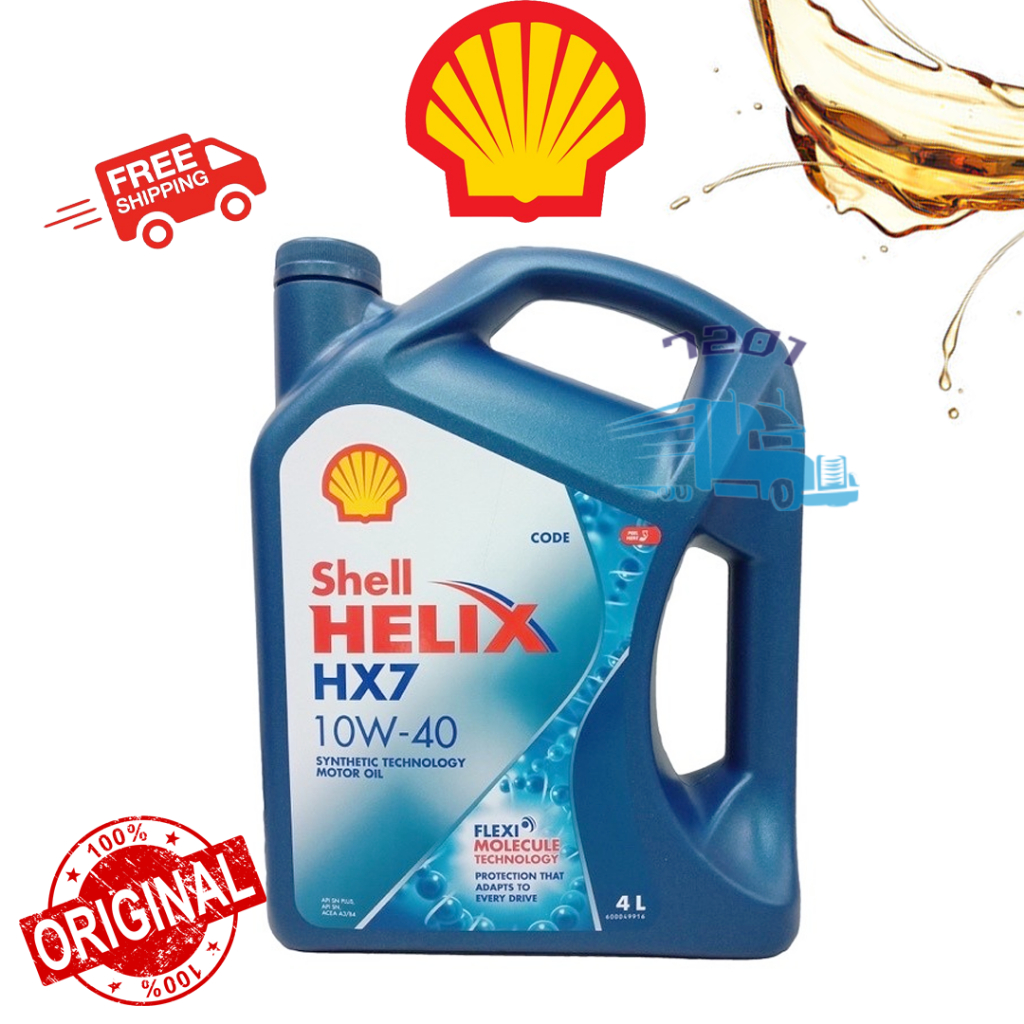 100%Original SHELL 10W40 Helix HX7 SEMI SYNTHETIC 4L (NEW) | Shopee ...