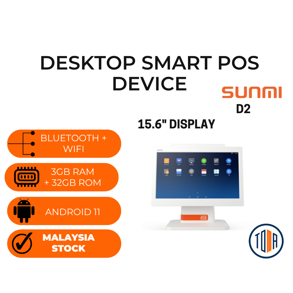 Sunmi D2 3 + 32GB All in One Desktop POS Touchscreen Terminal 15.6" inch Android | Shopee Malaysia