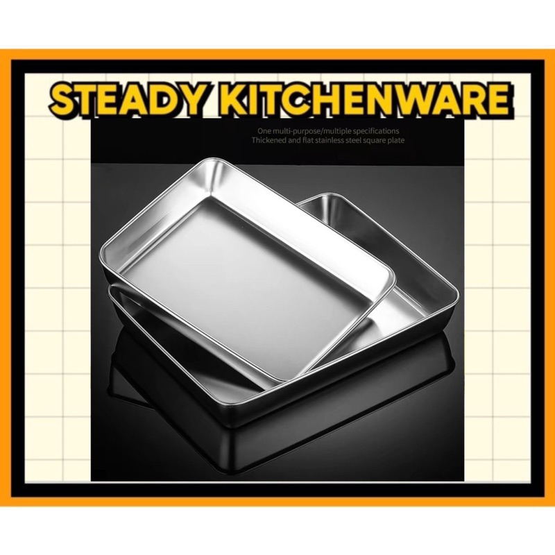 Stainless Steel Thickened Multipurpose Rectangle Food Tray / Deep Food ...