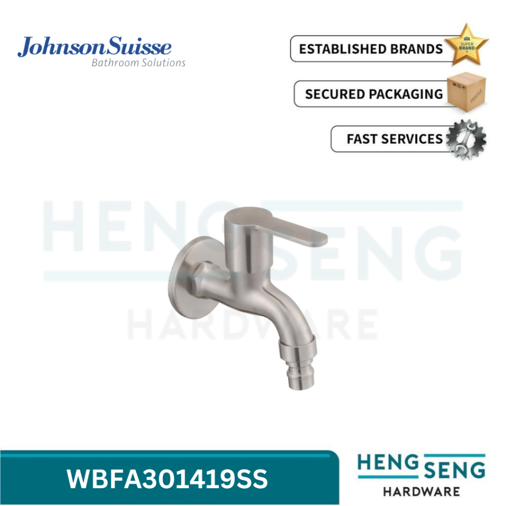Johnson Suisse Murano ½" washing machine tap with flange, stainless ...