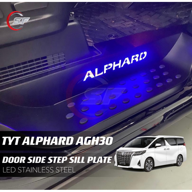 Toyota Alphard AGH30 Smoke Black LED Door Side Step Sill Plate ...