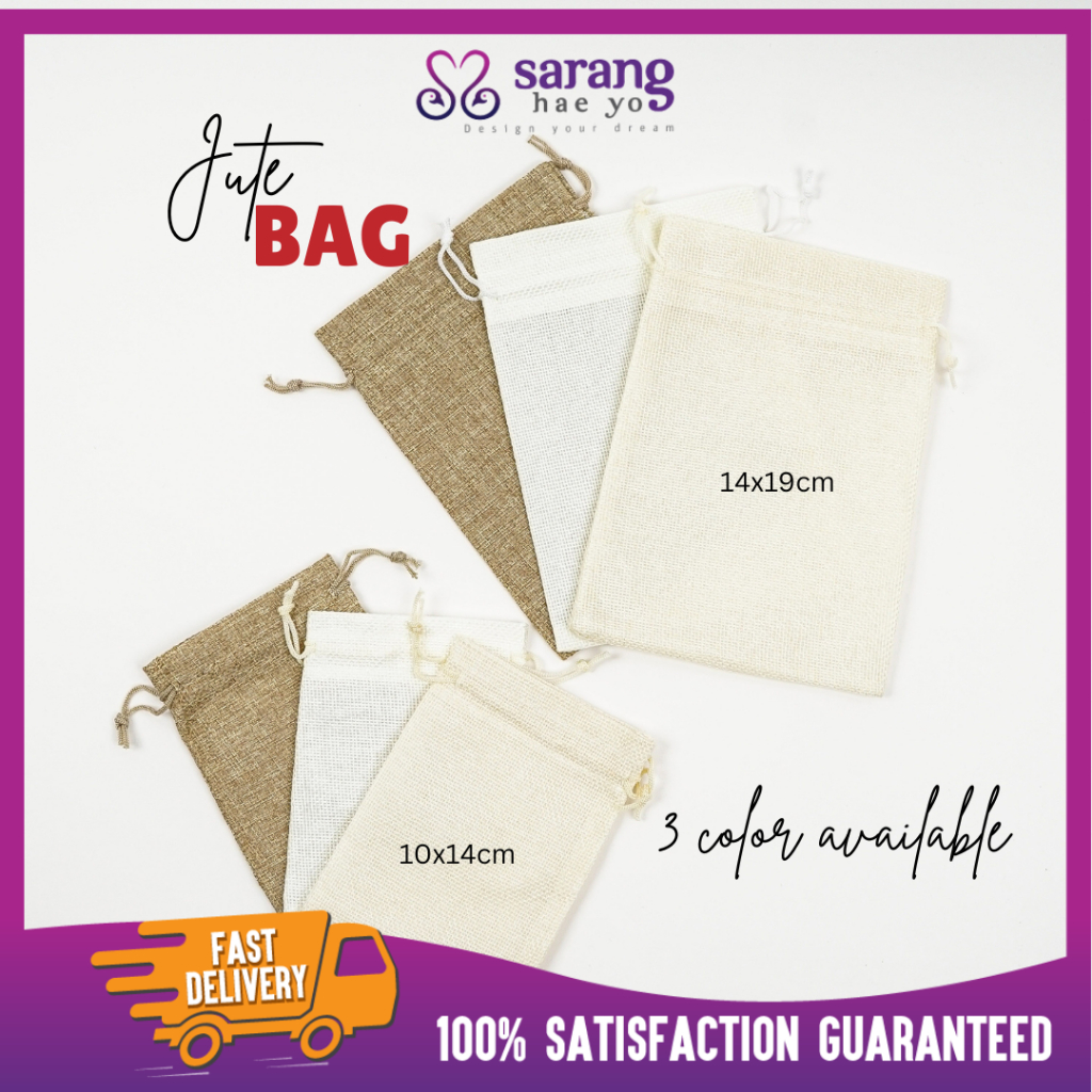 Mini Jute Pouch Bag Doorgift Uncang Beg Tote Bag Jewellery Bag ...