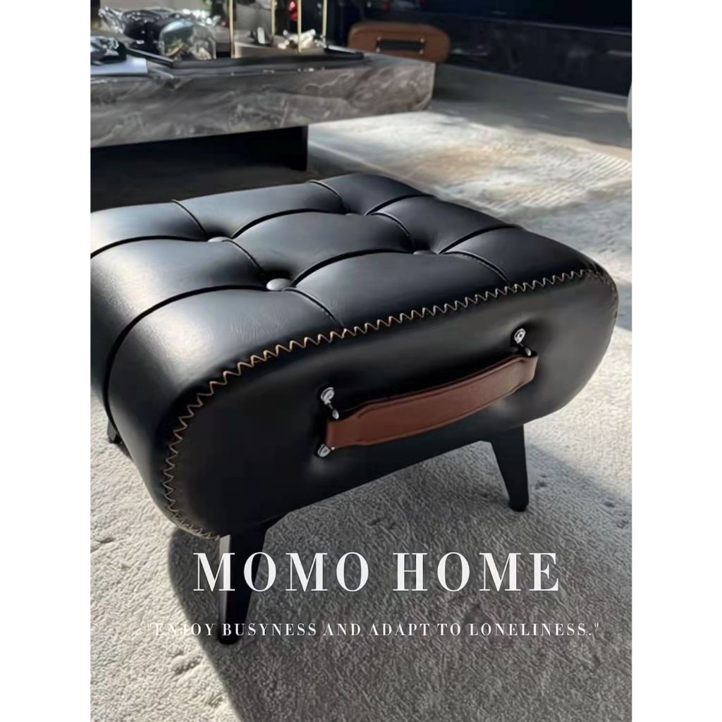 Home entrance low stool oil wax leather portable stool living room sofa ...