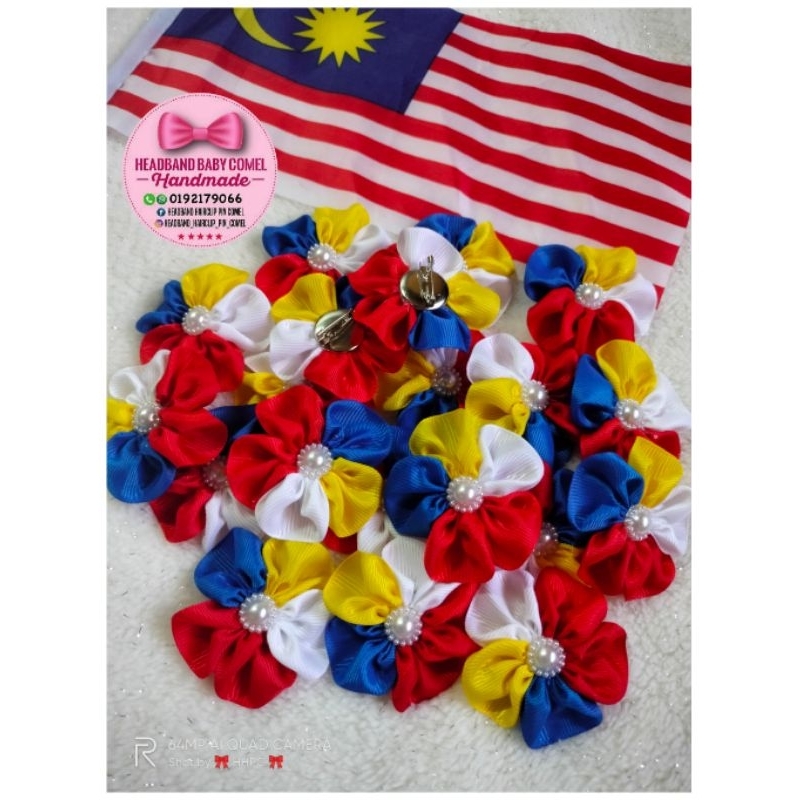 Pin brooch Merdeka Pin Brooch bunga raya aksesori tambahan (handmade ...