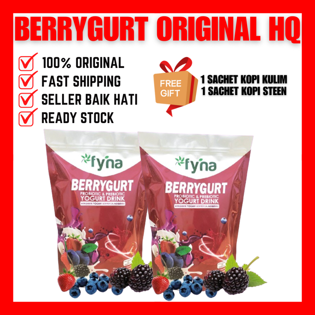 [100% ORIGINAL] FYNA BERRYGURT PROBIOTIC & PREBIOTIC YOGURT DRINK ...