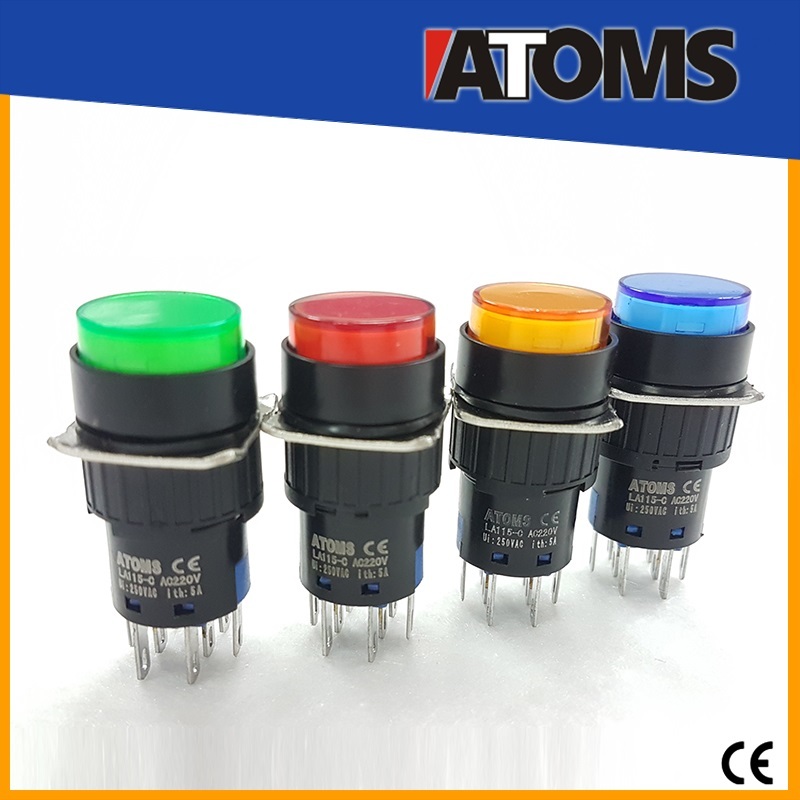 ATOMS 16MM LA115 24VCD/240VAC | Illuminated Push Button 2NO+2NC Control ...